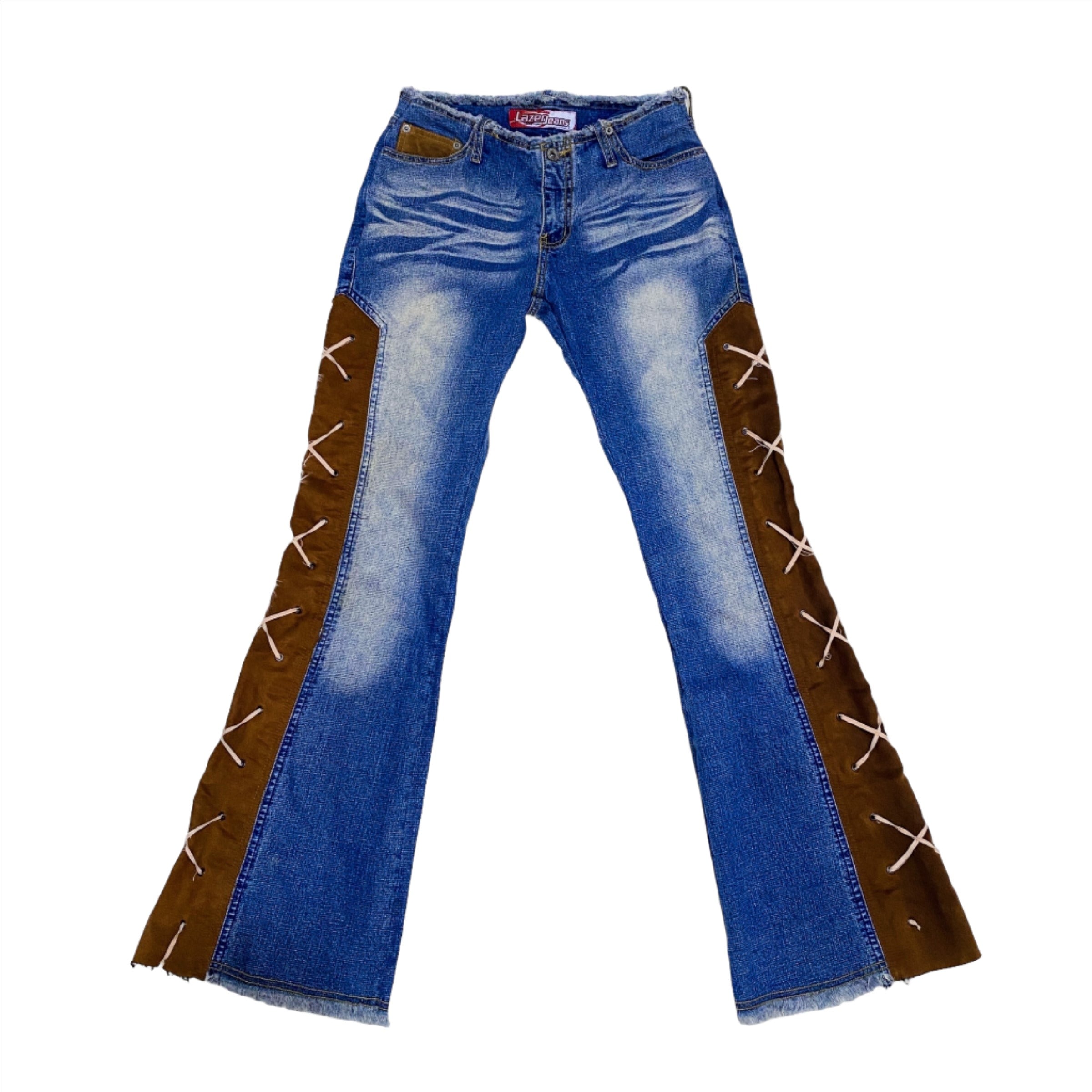 2000s Lace Up Flare Jeans (S) – Holy Thrift