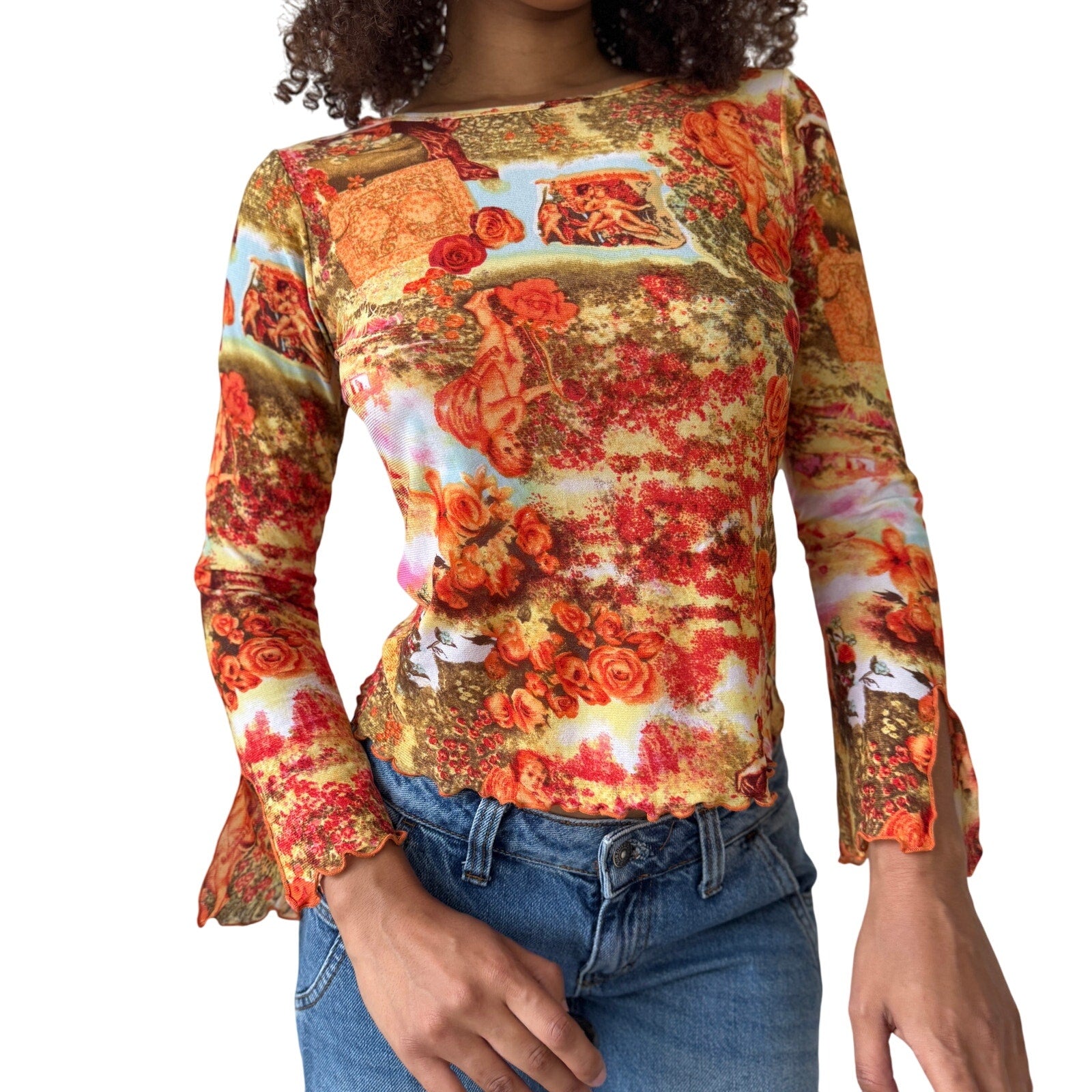 Vintage Euro Renaissance Print Mesh Top (S) – Holy Thrift