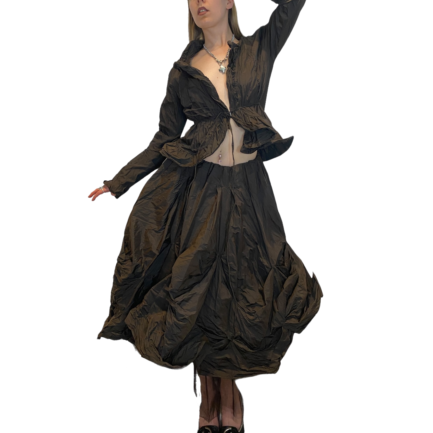 90s steampunk ethereal bolero cardigan and parachute skirt set (S/M ...