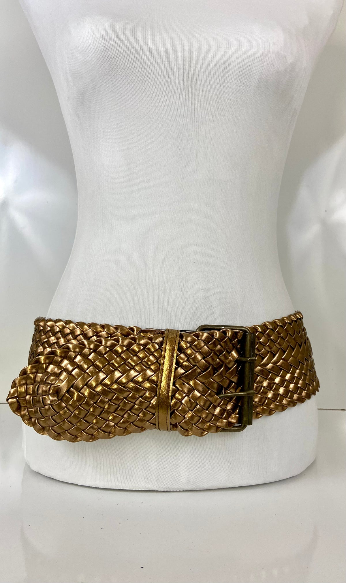 80's Vintage Woven Metallic Gold Braided Belt — Holy Thrift