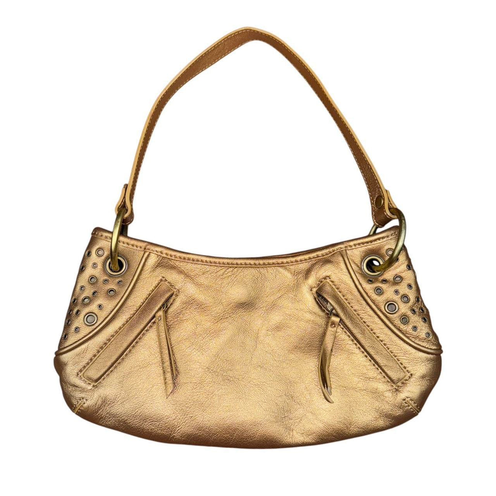 Y2K Golden Leather Shoulder Bag – Holy Thrift