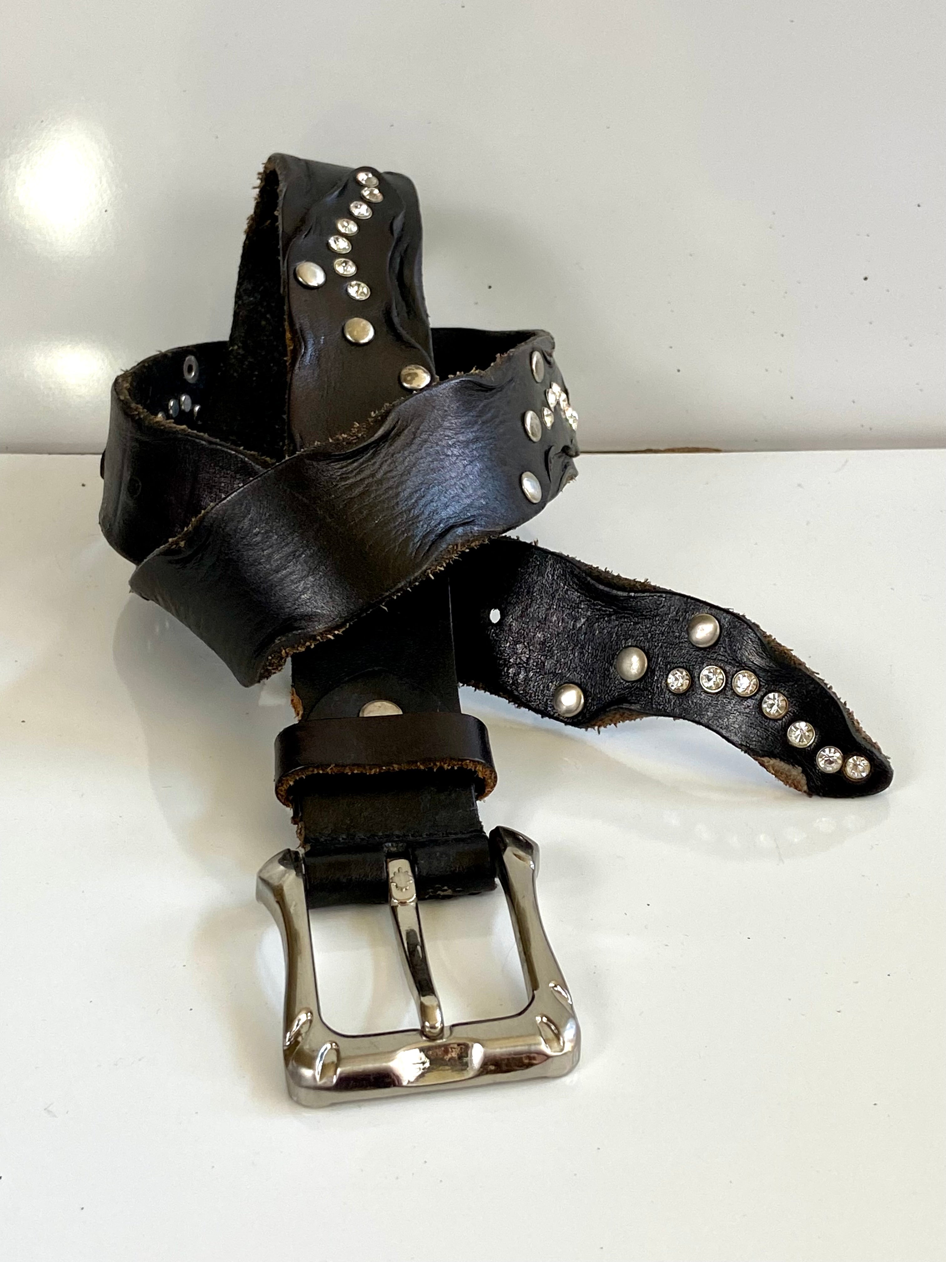 Black leather studded belt – Holy Thrift