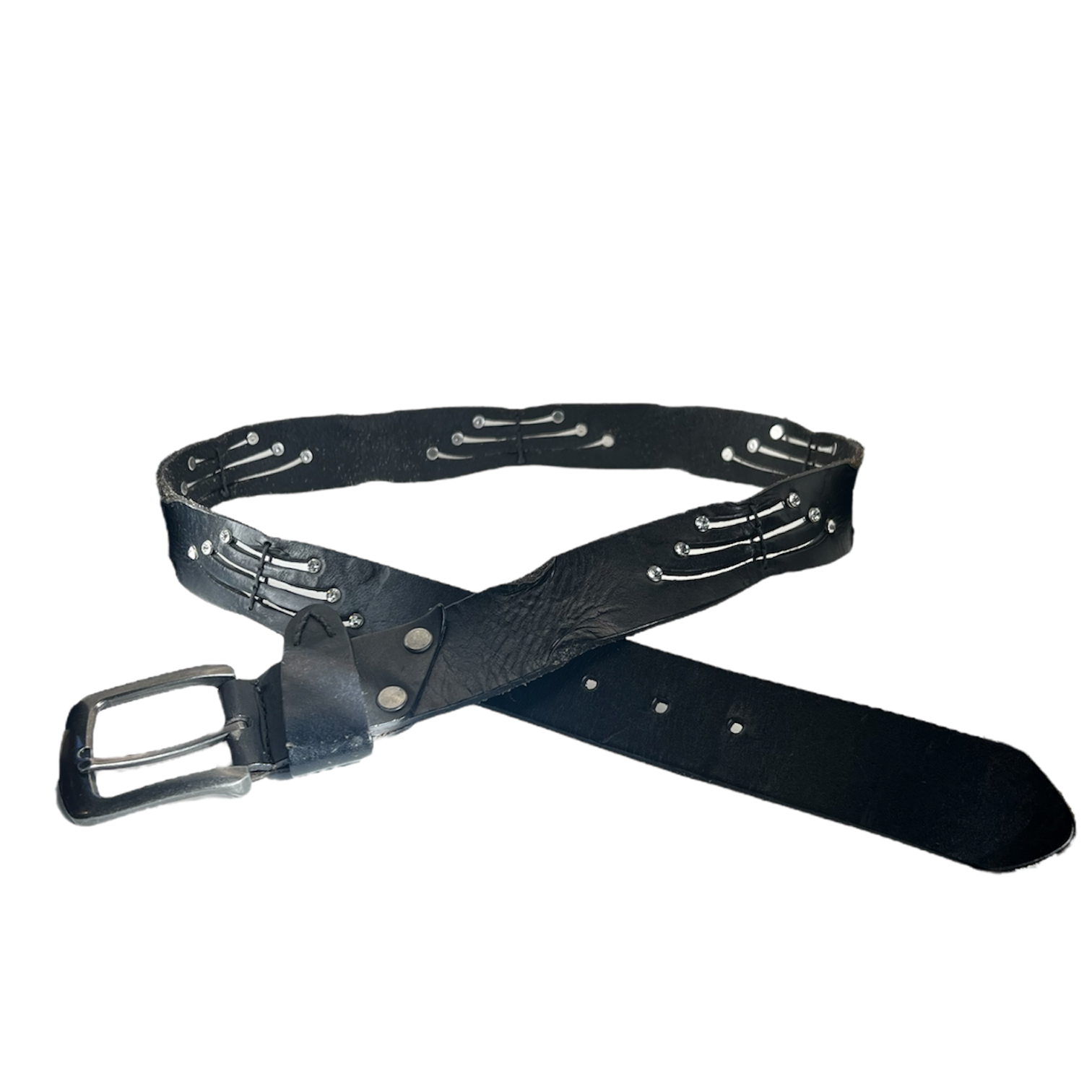 Black Leather Rhinestone Belt – Holy Thrift