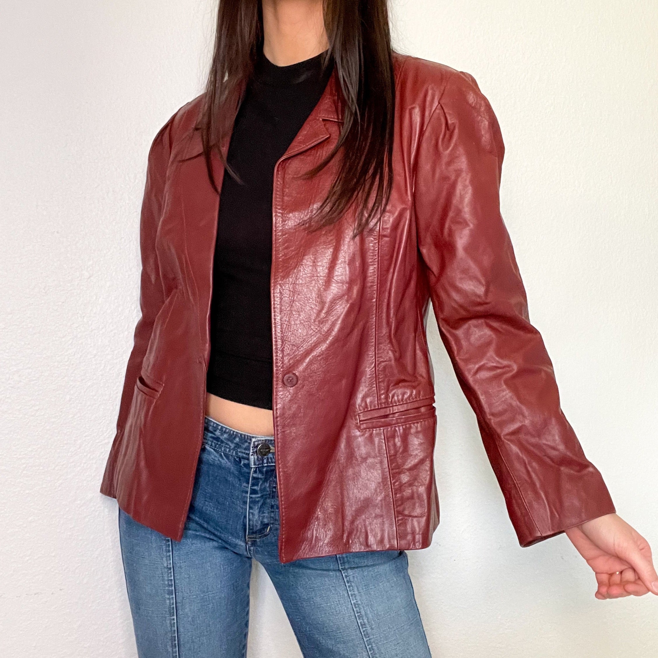 Red Vintage 80s Red Leather Jacket (L) – Holy Thrift