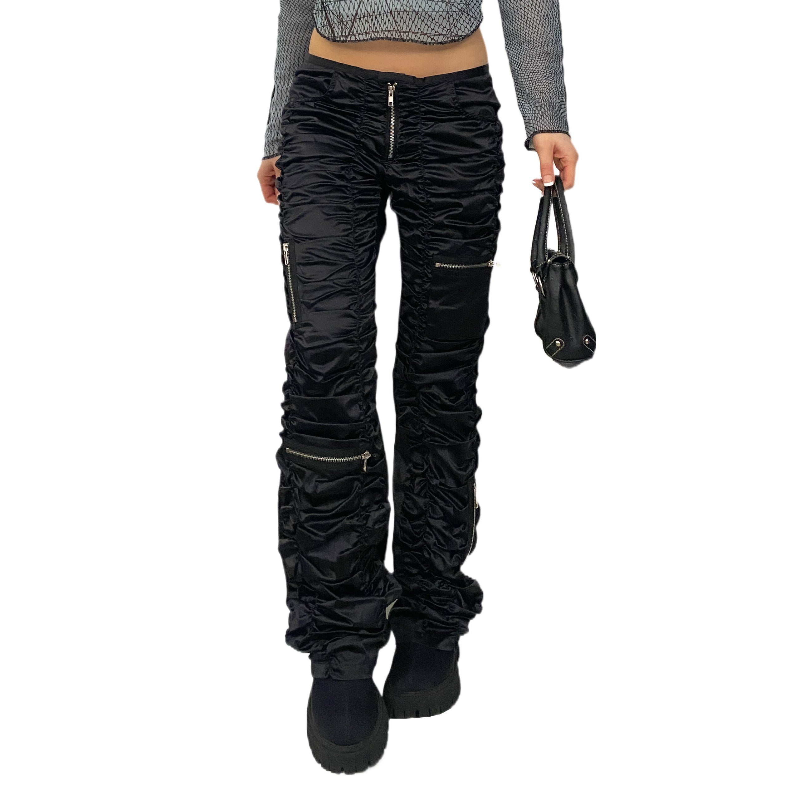 Black Satin Scrunch Pants (S) – Holy Thrift