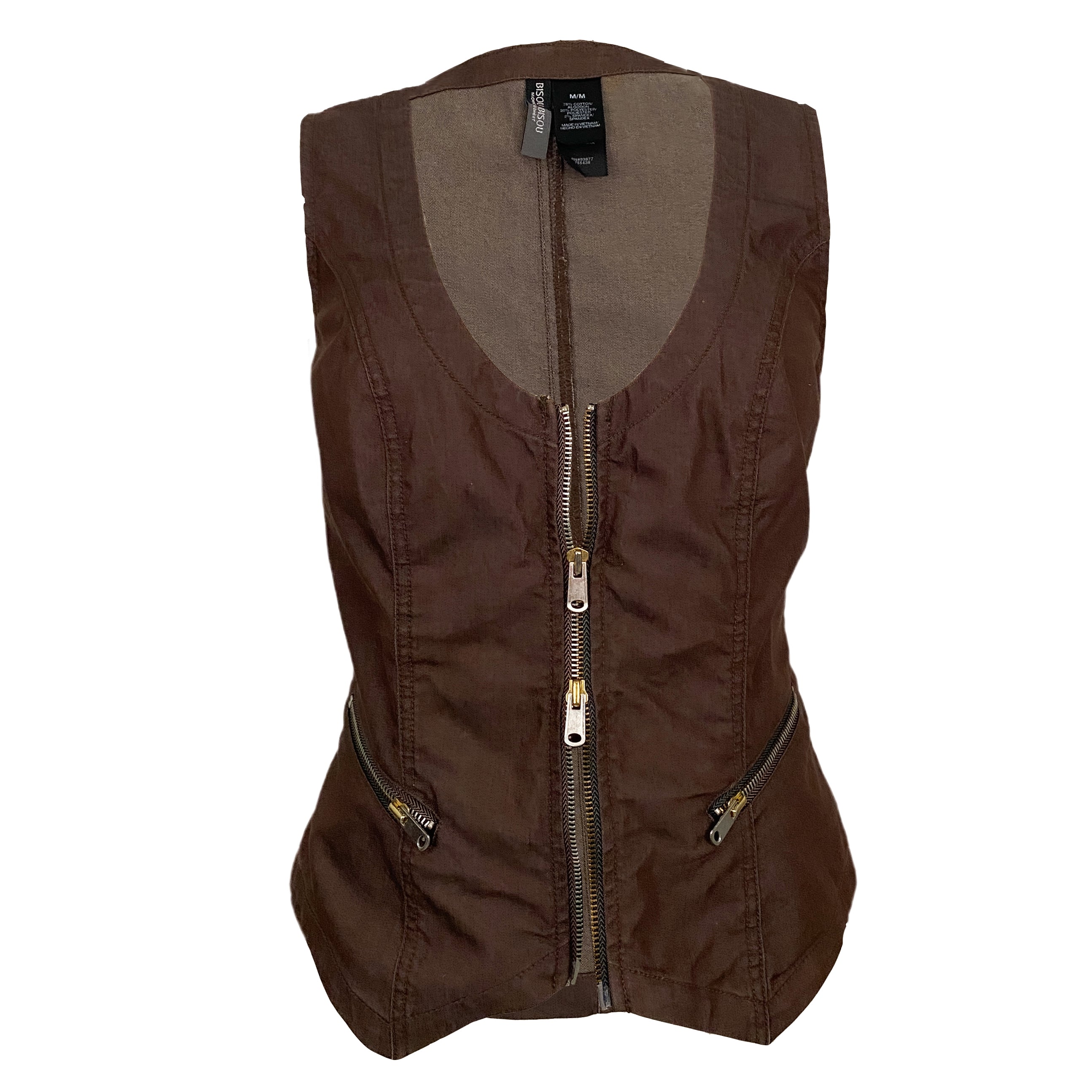 Brown Double Zip Front Vest (L) – Holy Thrift