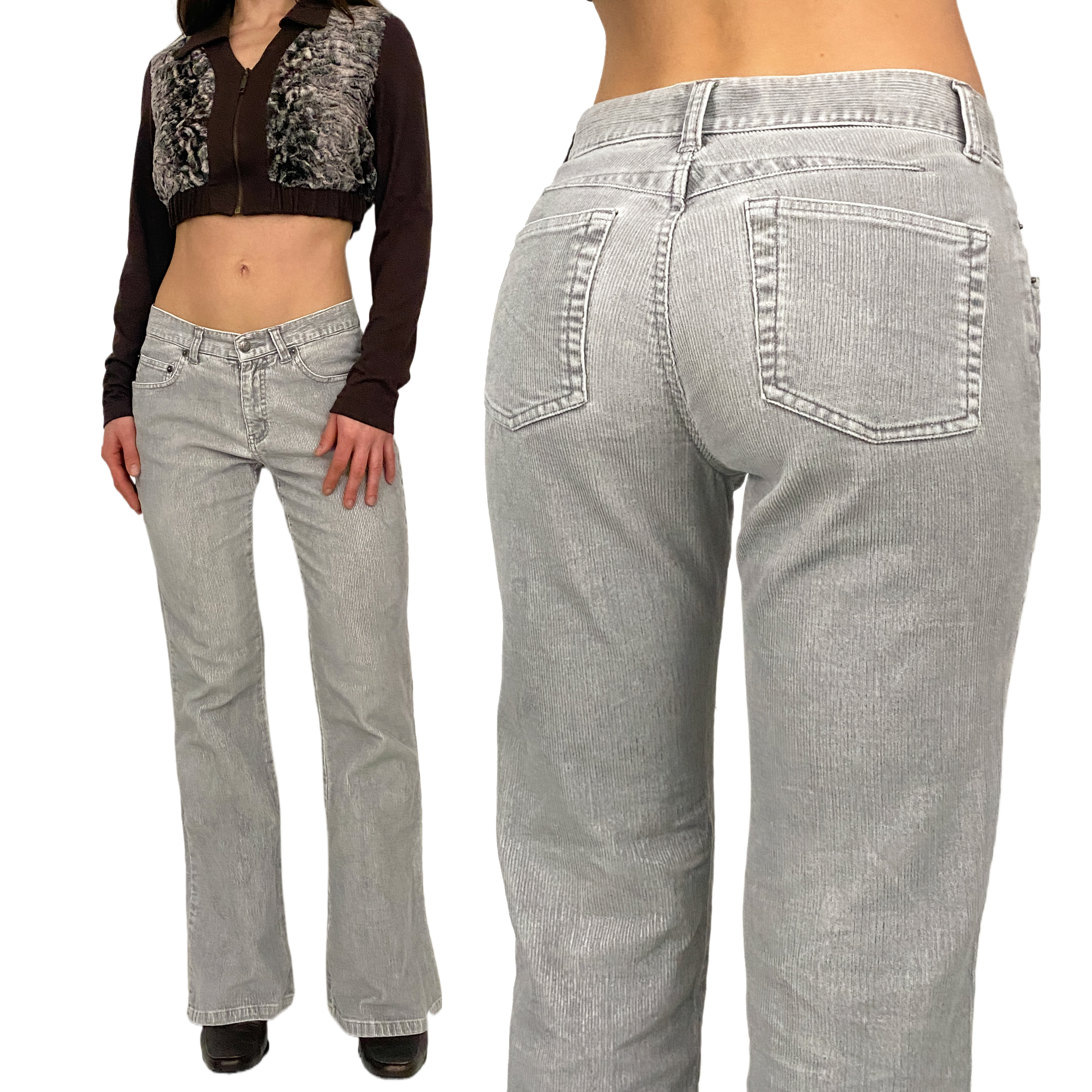 Gray Mid-Rise Corduroy Flares (S) – Holy Thrift
