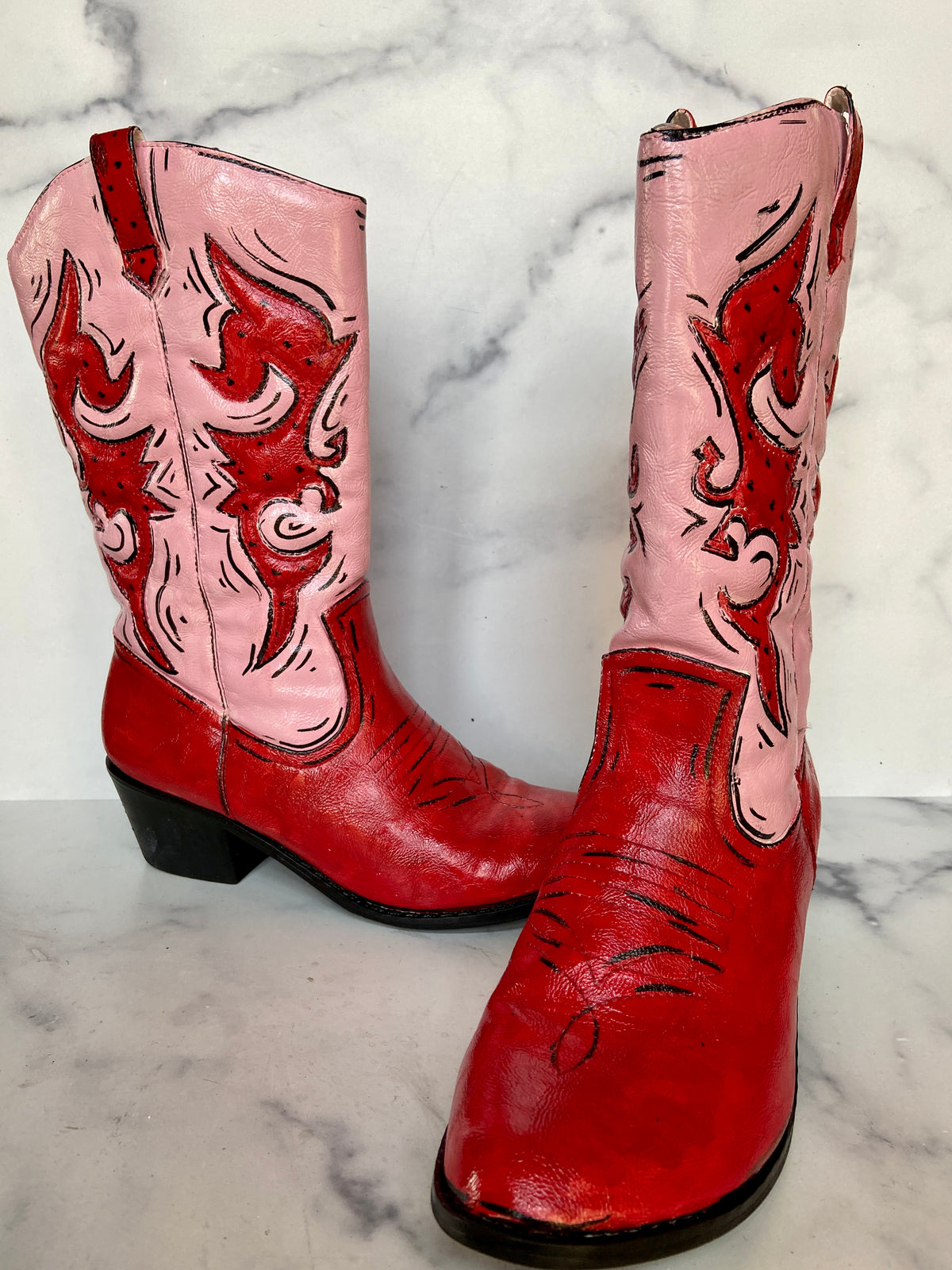 Custom hand painted leather boots — Holy Thrift