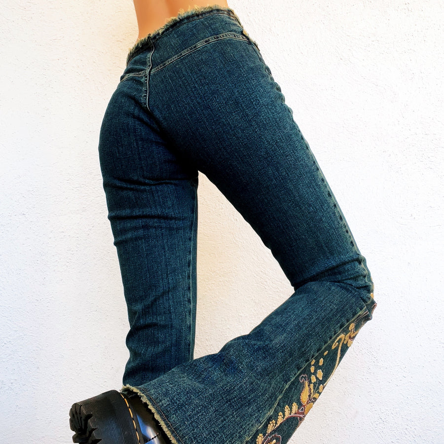90s Floral Flare Jeans — Holy Thrift