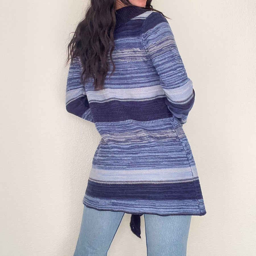 Blue Knit Ruffle 2000s Cardigan Sweater — Holy Thrift