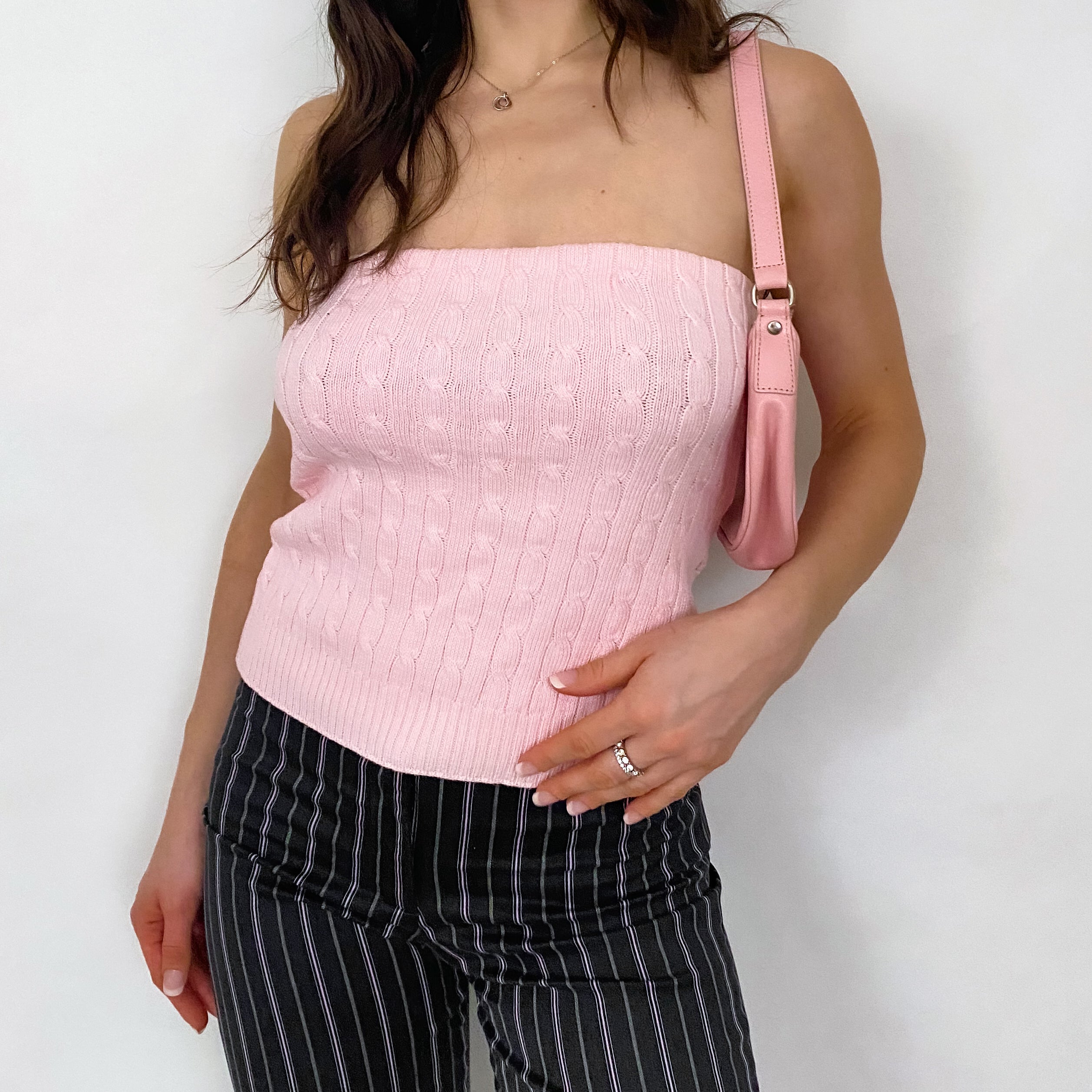 Y2K Baby Pink Cable Knit Tube – Holy Thrift