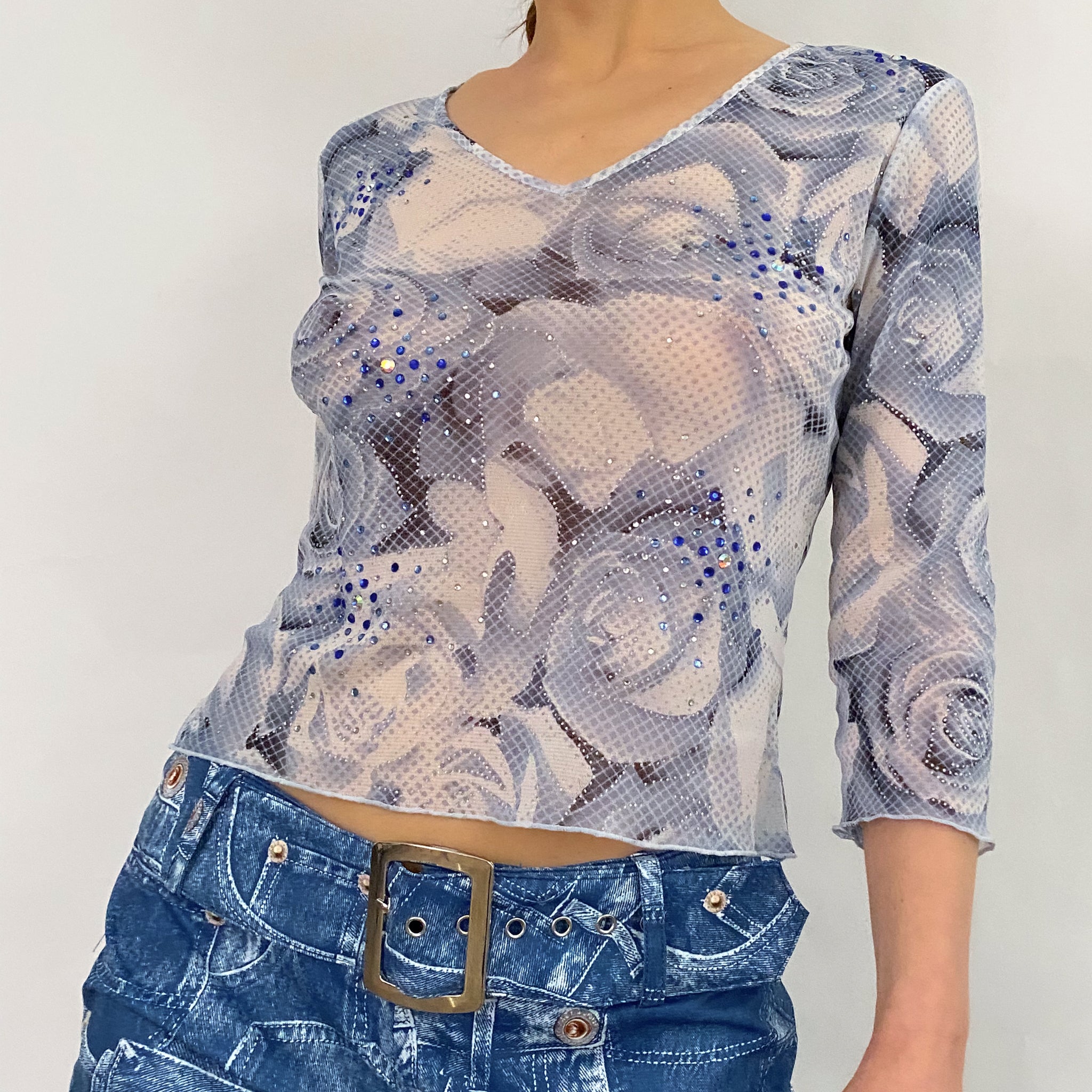 Y2K Rose Mesh Top - Medium – Holy Thrift
