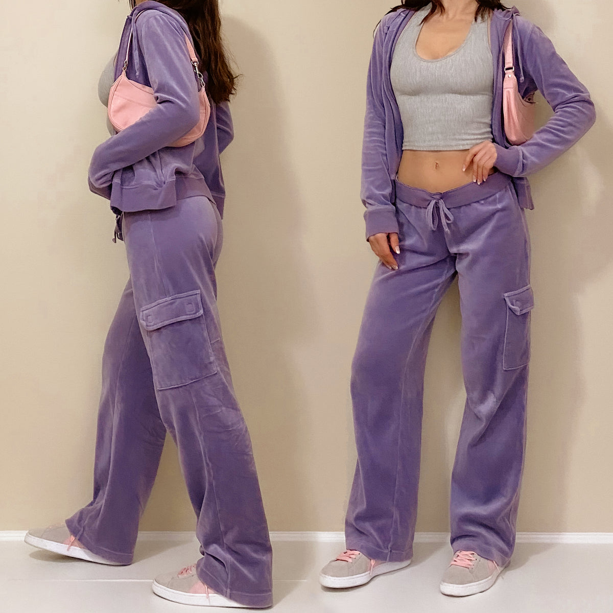 Y2K DKNY Lavender Velour Tracksuit — Holy Thrift