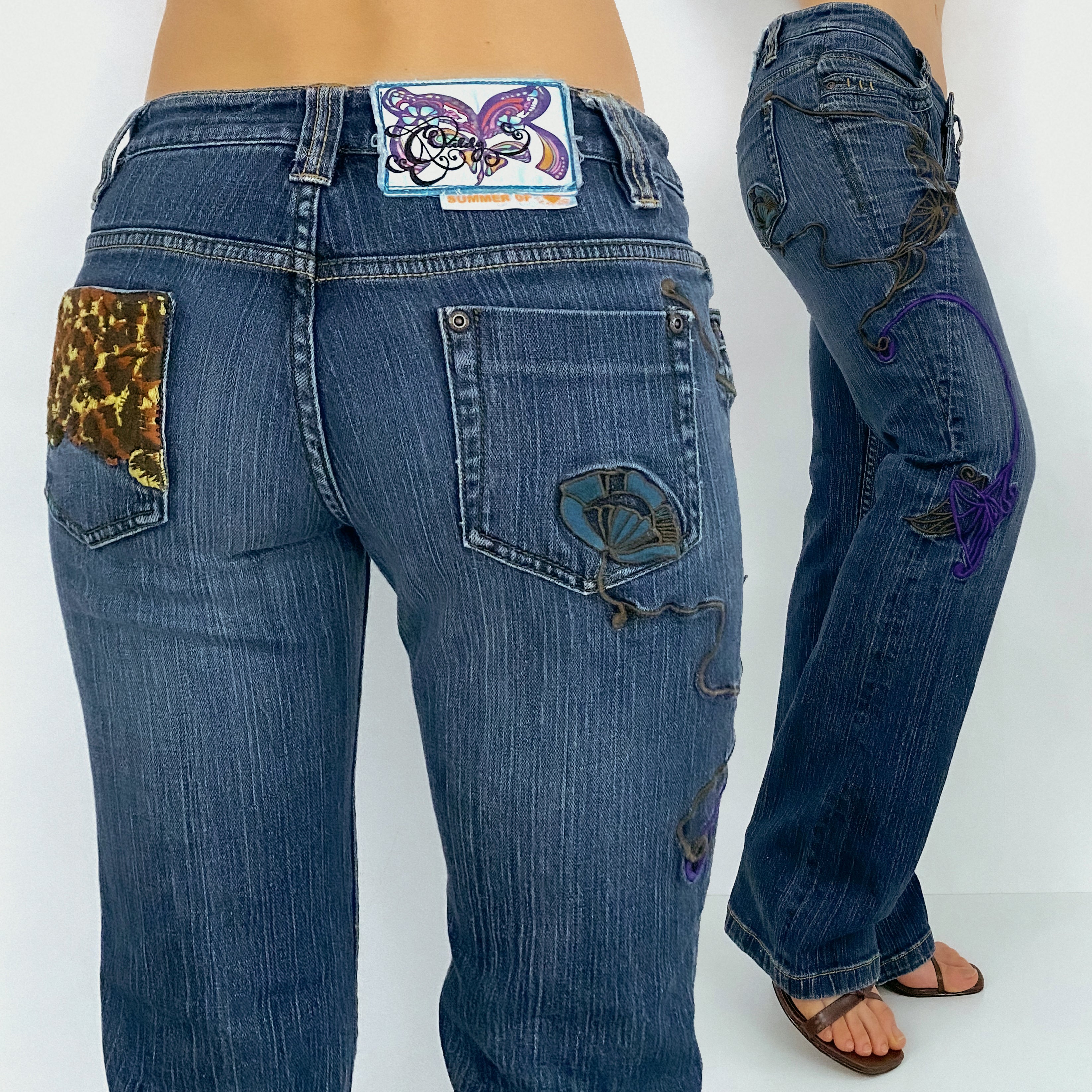 Y2K Funky Embroidered Jeans - Small – Holy Thrift