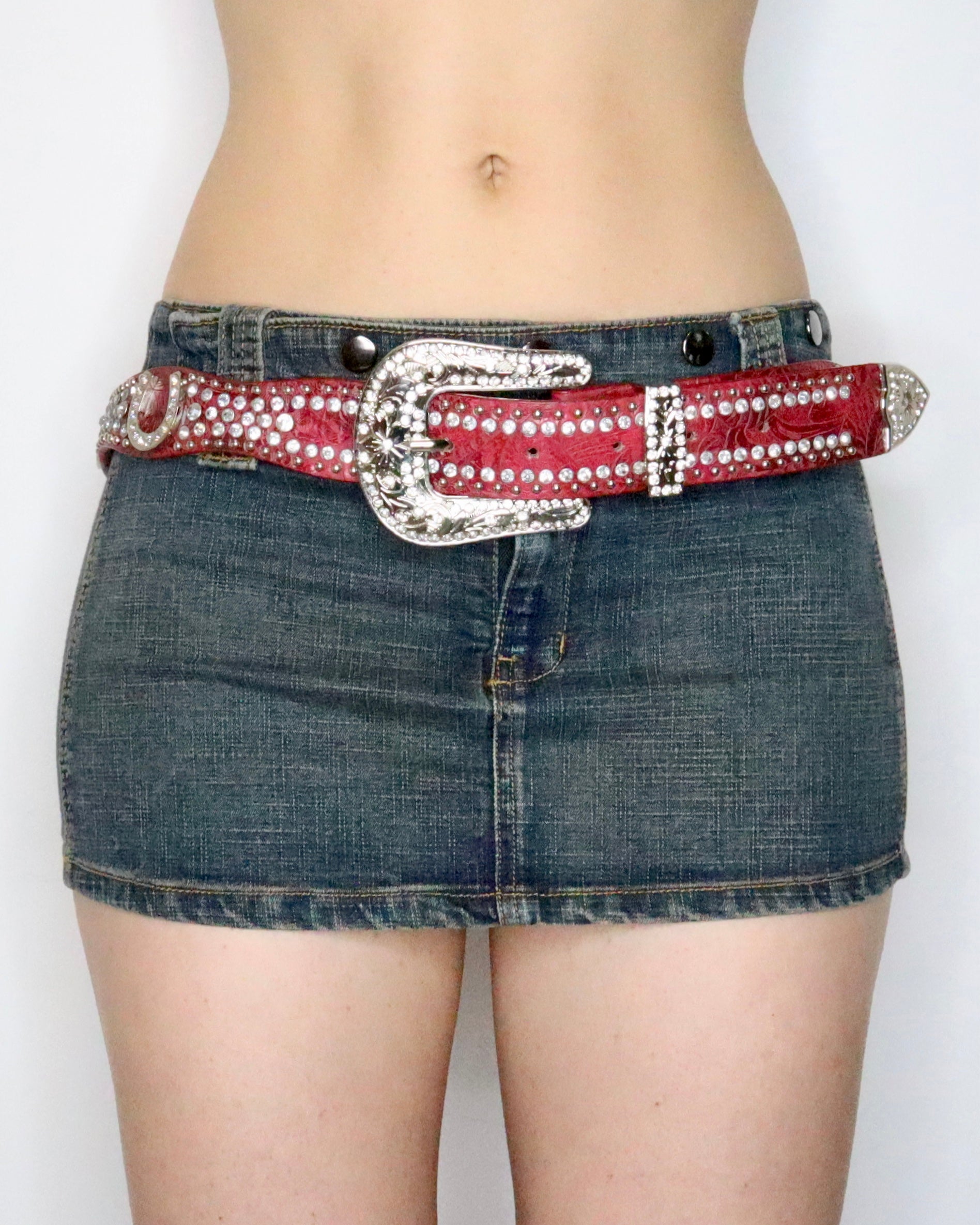 Bejeweled Red Leather Western Belt (Large) – Holy Thrift