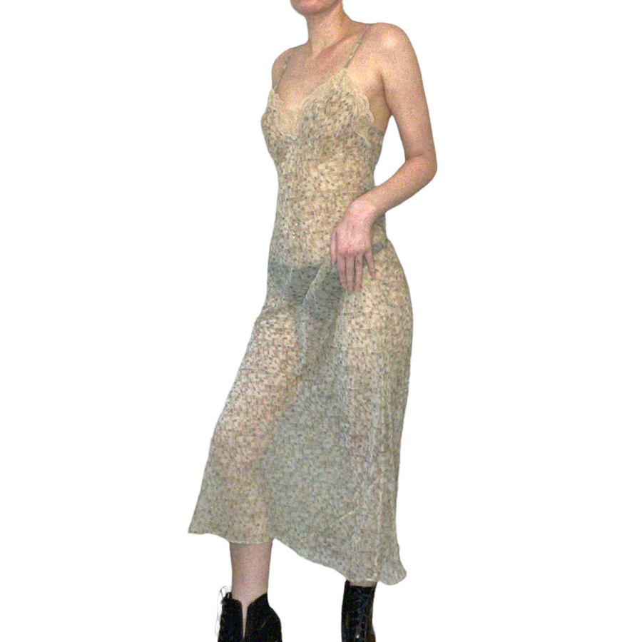 light green sheer maxi slip — Holy Thrift