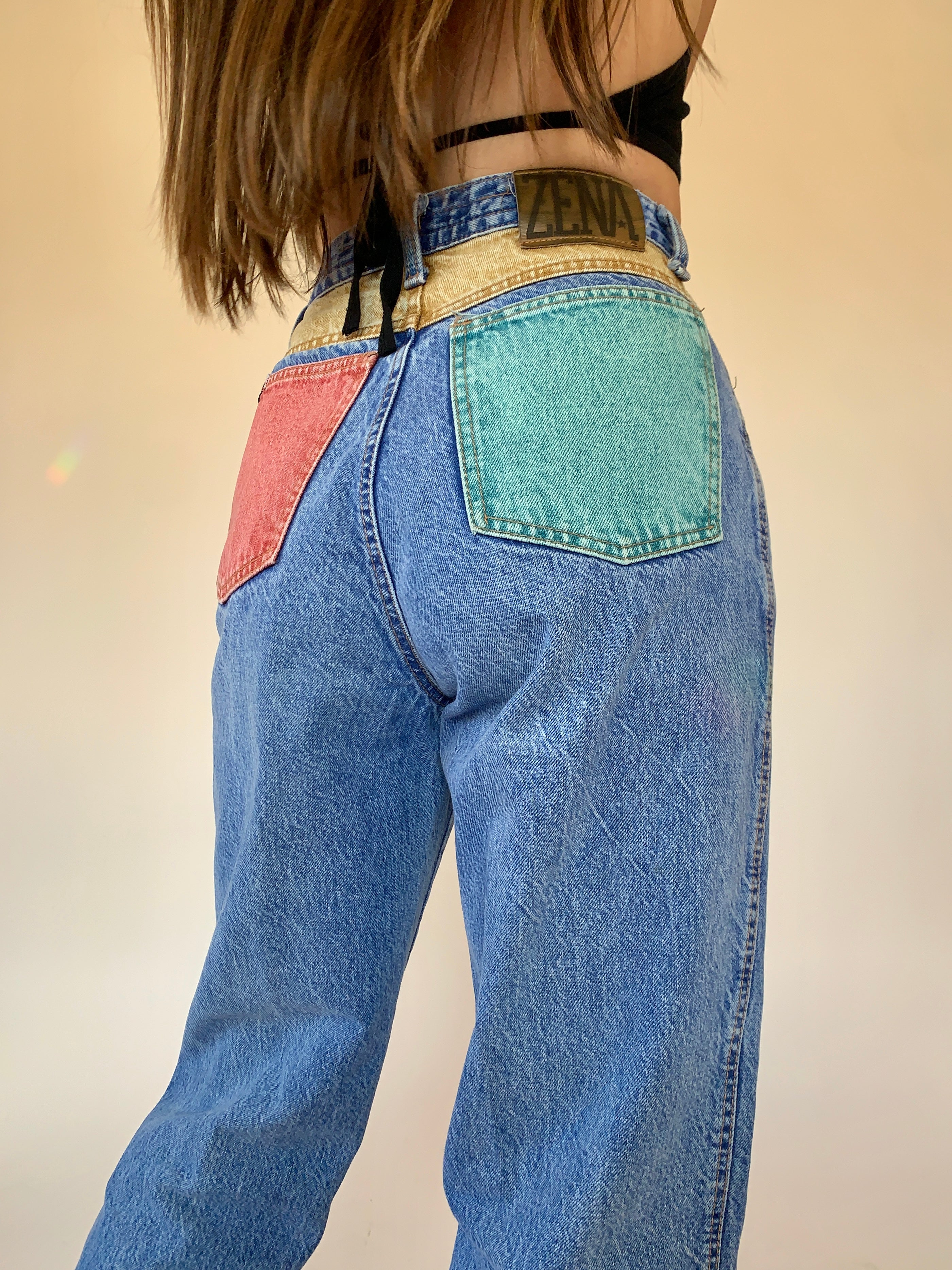 Vintage Color Block Jeans – Holy Thrift