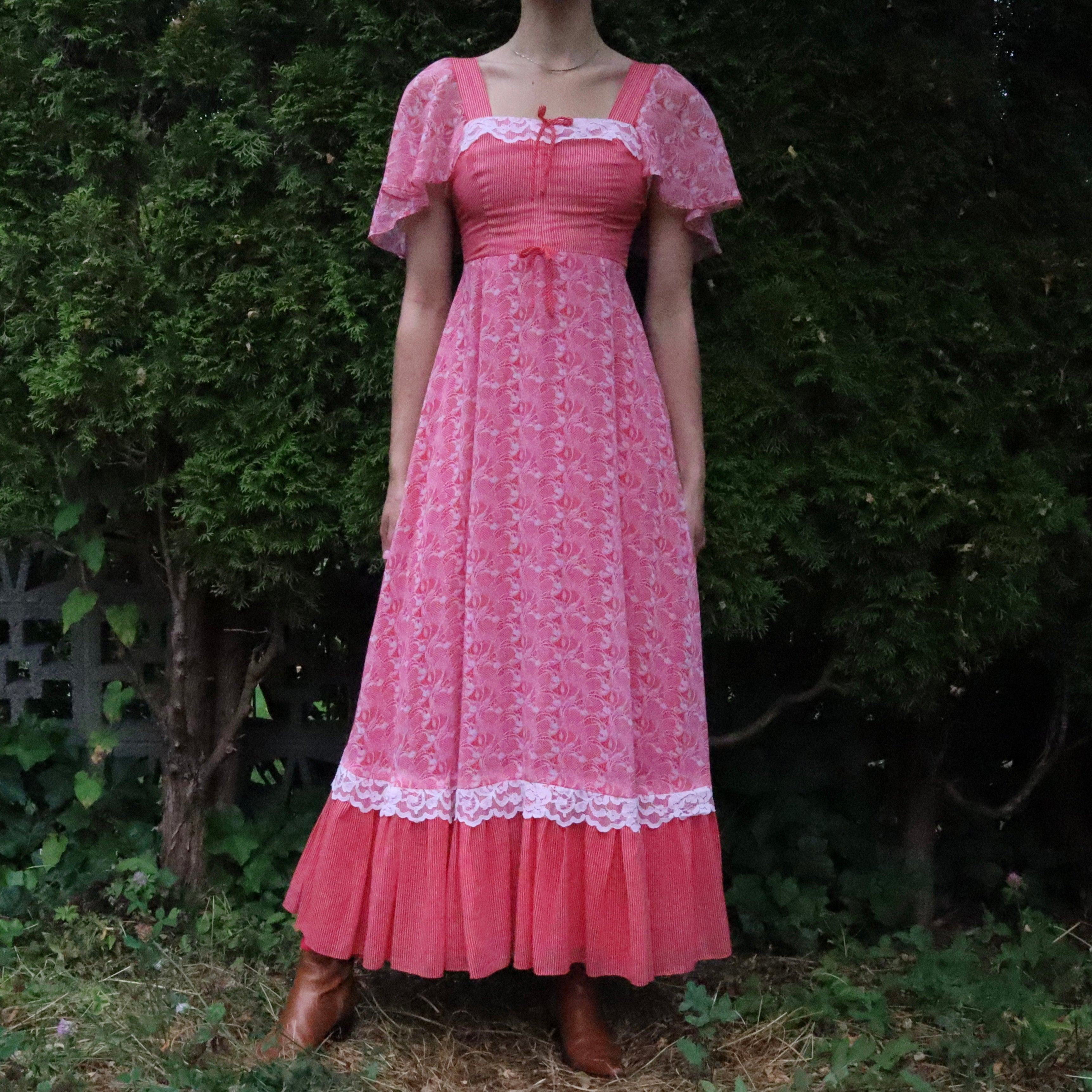 Red Pinstripe Prairie Dress (XS) – Holy Thrift
