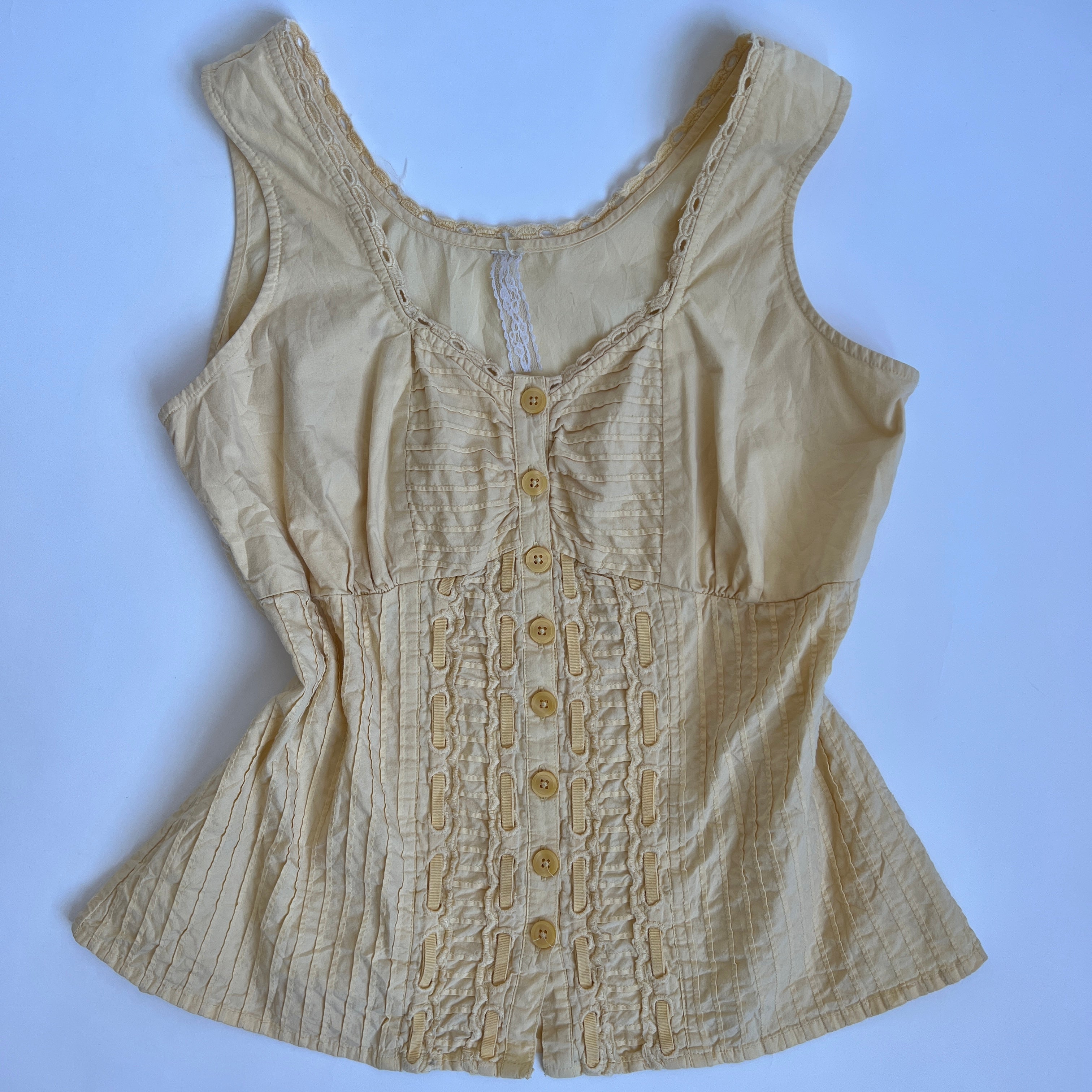 Pastel yellow textured tank XL – Holy Thrift